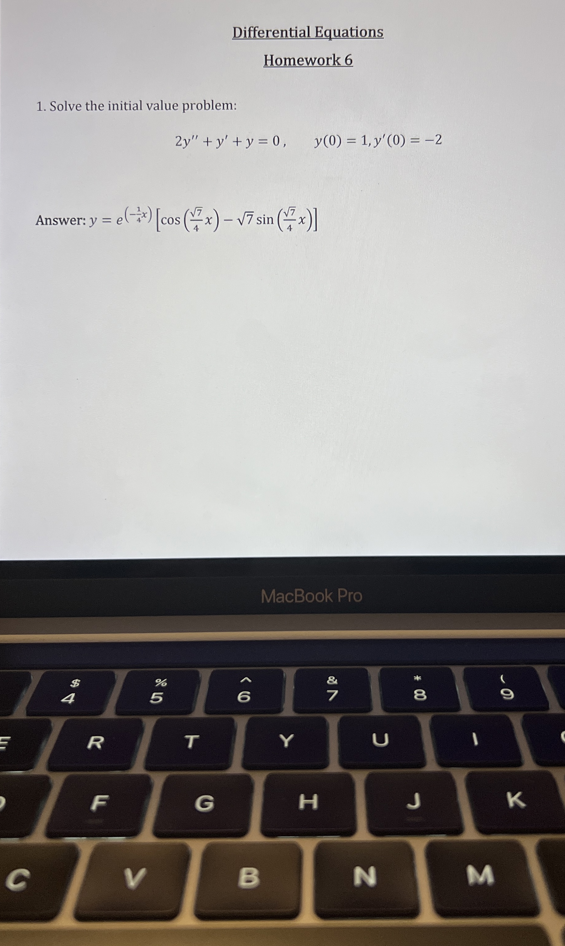Solved Differential EquationsHomework 6Solve the initial | Chegg.com