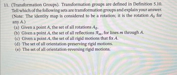 Solved 11. (Transformation Groups). Transformation groups | Chegg.com
