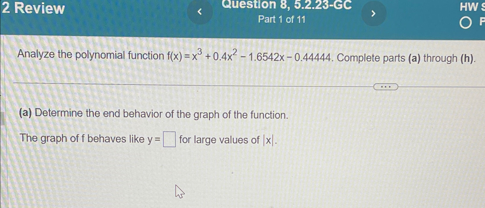 Solved 2 ﻿ReviewQuestion 8, 5.2.23-GCPart 1 ﻿of 11Analyze | Chegg.com