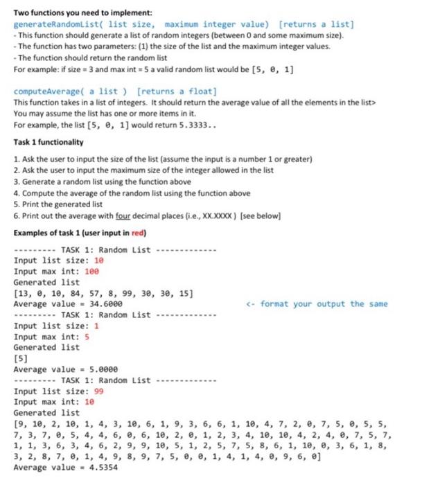 Solved Two functions you need to implement: | Chegg.com