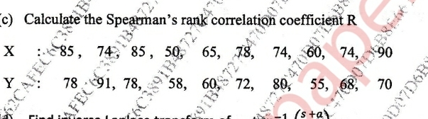 Solved c) ﻿Calculate the Spearman's rank correlation | Chegg.com
