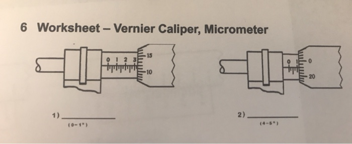 Solved 6 Worksheet – Vernier Caliper, Micrometer 15 0 1 2 | Chegg.com