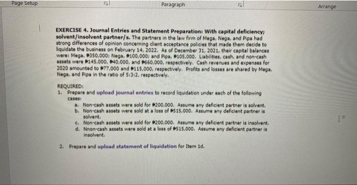EXERCISE 4. Journal Entries and Statement | Chegg.com