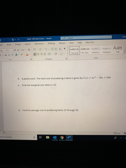Solved Job Ert Yil Math 1205 Test3 Docx Saved Draw Design