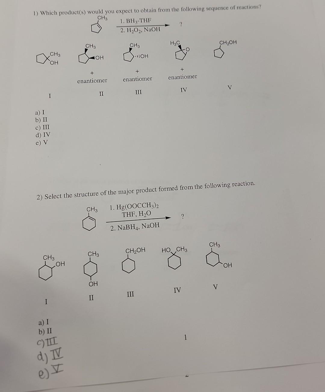 Solved 1) Which product(s) would you expect to obtain from | Chegg.com