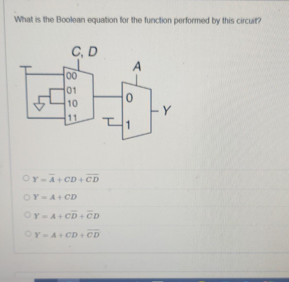 Solved What is the Boolean equation for the function | Chegg.com
