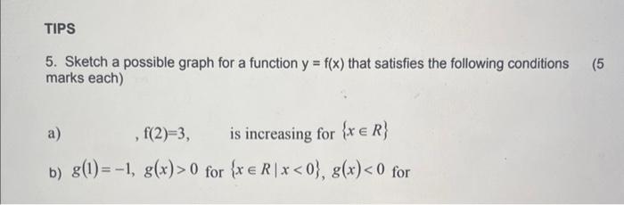 Solved 5. Sketch a possible graph for a function y=f(x) that | Chegg.com