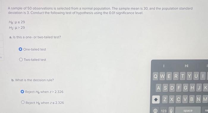 Solved A sample of 50 observations is selected from a normal | Chegg.com