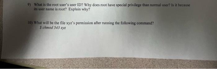 Solved 9) What is the root user's user ID? Why does root | Chegg.com