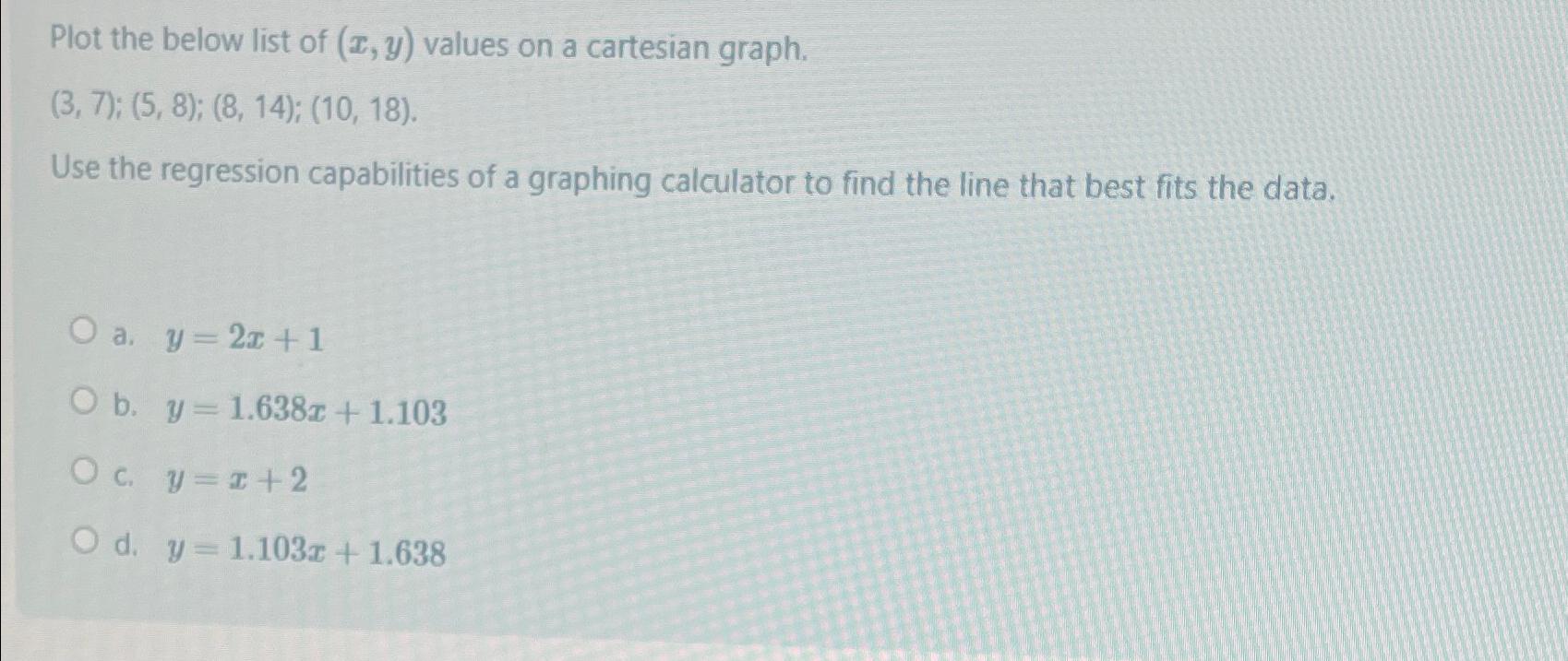 Solved Plot The Below List Of Xy ﻿values On A Cartesian 