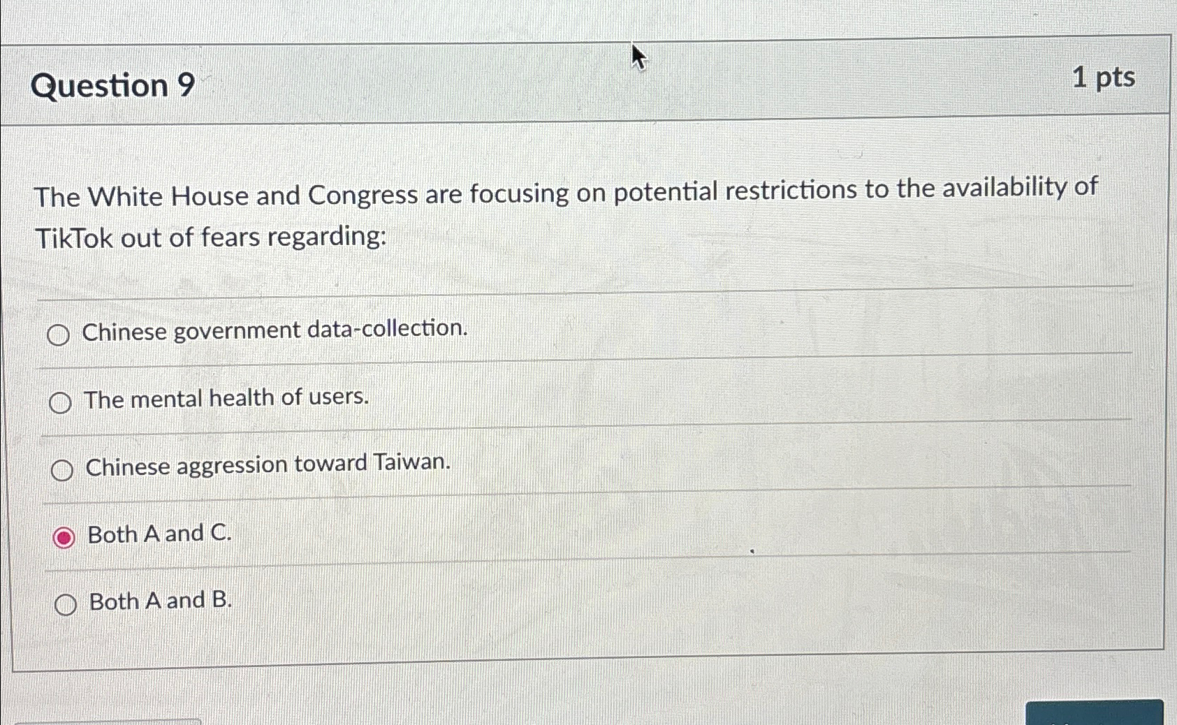 Question 91ptsThe White House and Congress are | Chegg.com
