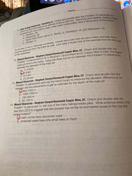 Solved 12 Other Energy Resources - Rockford, IL Check and | Chegg.com