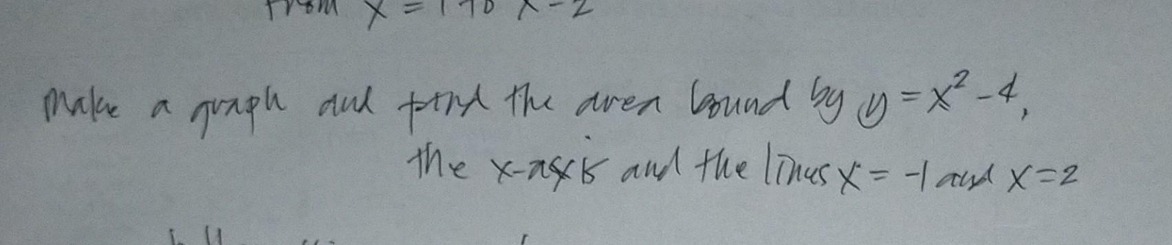 Solved Make a graph and find the area bound by y=x^2-4,the | Chegg.com