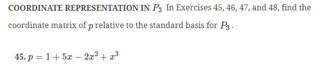 Solved COORDINATE REPRESENTATION IN P3 ﻿In Exercises | Chegg.com