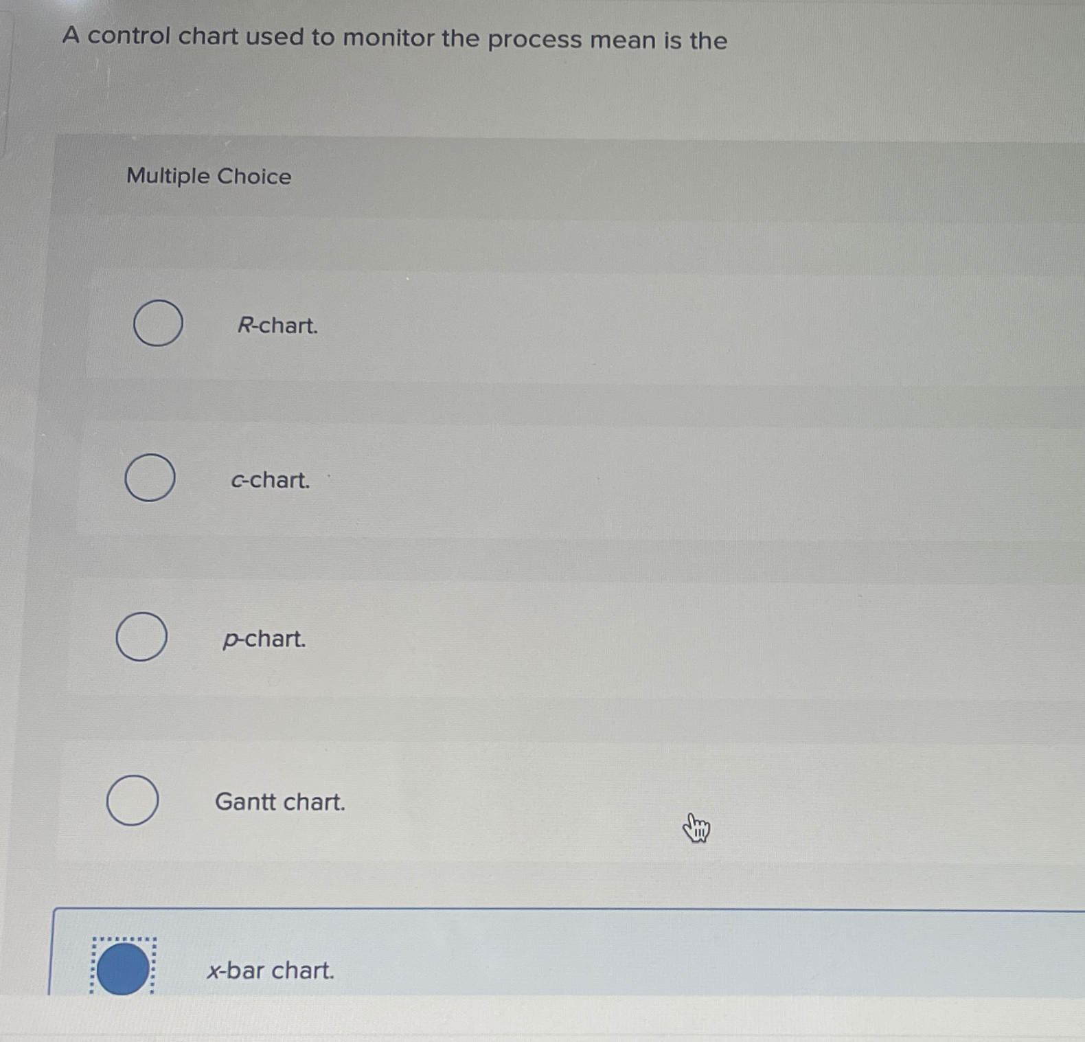 Solved A control chart used to monitor the process mean is | Chegg.com