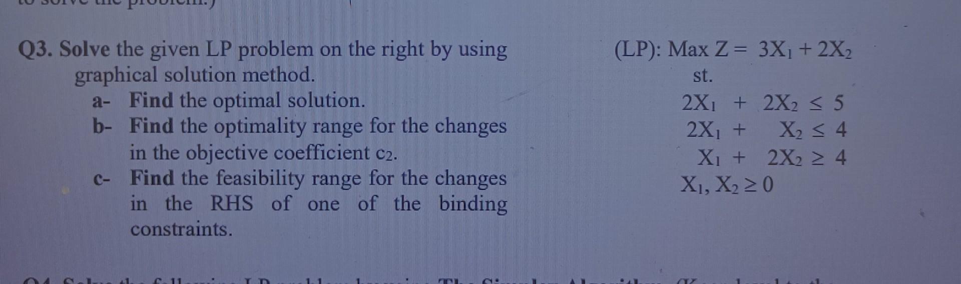 Solved Q3. Solve the given LP problem on the right by using | Chegg.com