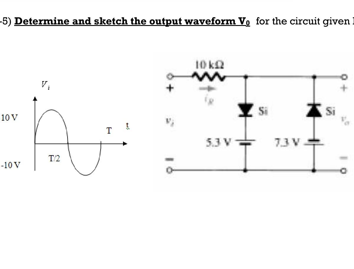 Solved -5) Determine and sketch the output waveform Vo for | Chegg.com