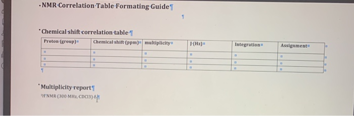 Solved complete the correlation table from the MNova file of | Chegg.com