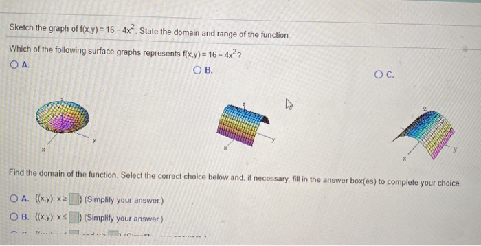 Solved Sketch the graph of f(x,y) = 16 - 4x? State the | Chegg.com