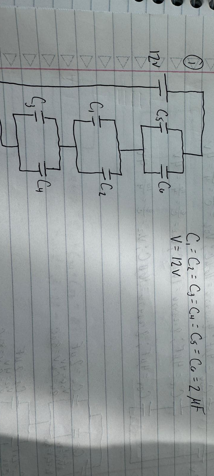 C1=C2=C3=C4=C5=C6=2μFV=12VResisters in series and in | Chegg.com