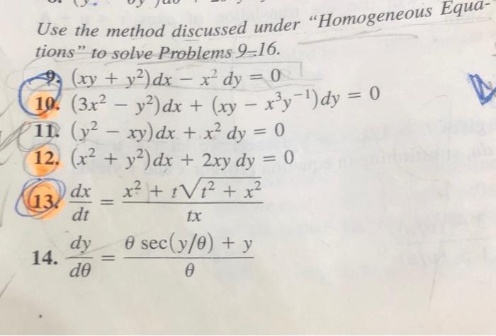 Solved Use the method discussed under "Homogeneous | Chegg.com