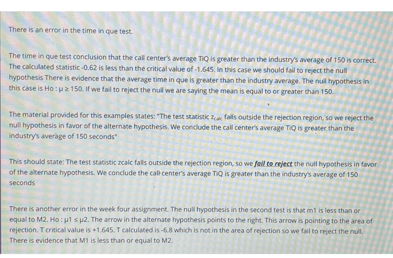 Solved Side note:here is an error in the time in que | Chegg.com