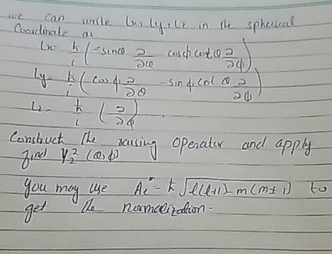 Solved we can write Lx,ly,lz ﻿in the spherical Conordinate | Chegg.com