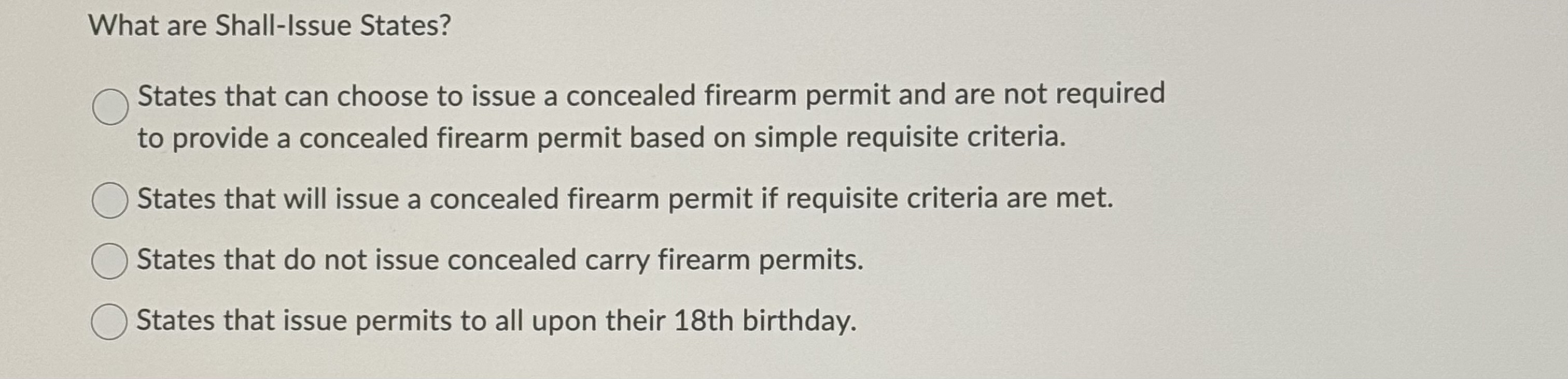Solved What are Shall-Issue States?States that can choose to | Chegg.com