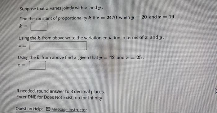 Solved Suppose that z varies jointly with x and y. Find the | Chegg.com