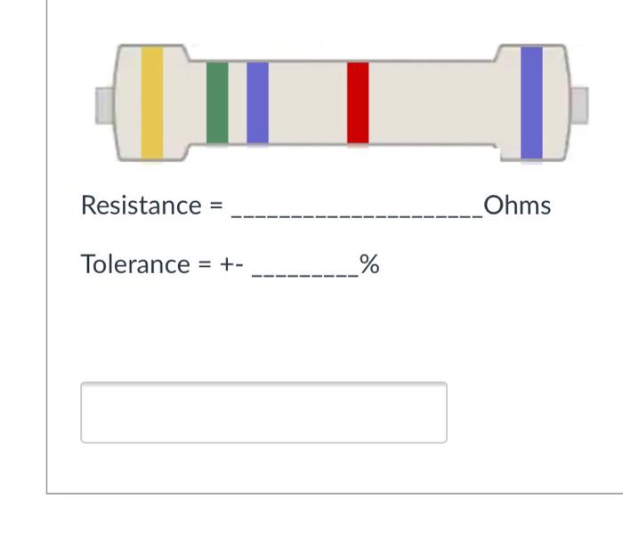 Solved O 1 Resistance Ohms Tolerance = +- % | Chegg.com