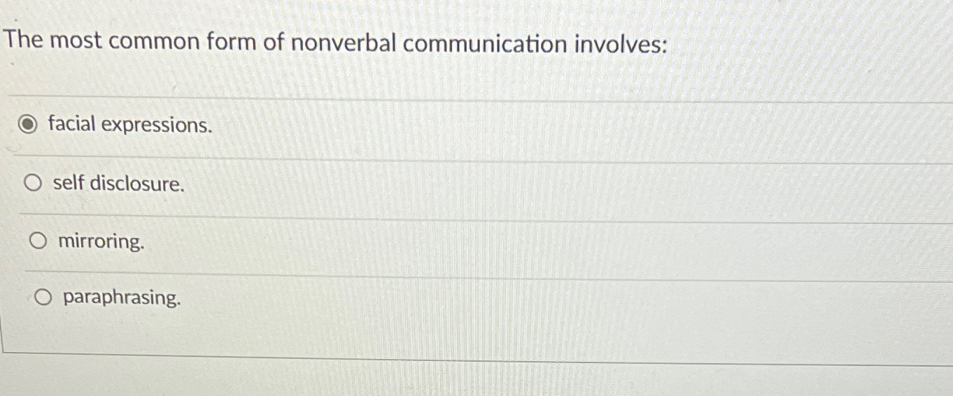 Solved The most common form of nonverbal communication | Chegg.com