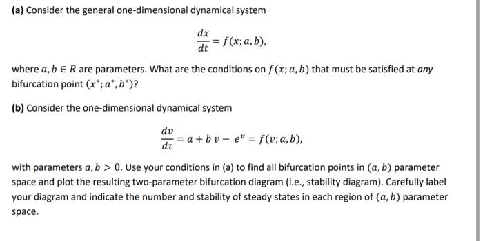 Solved (a) Consider the general one-dimensional dynamical | Chegg.com