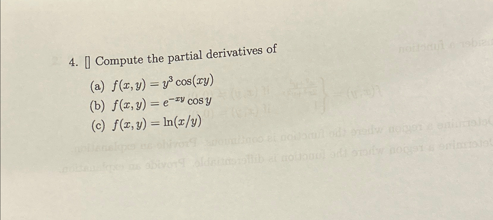 Compute the partial derivatives | Chegg.com