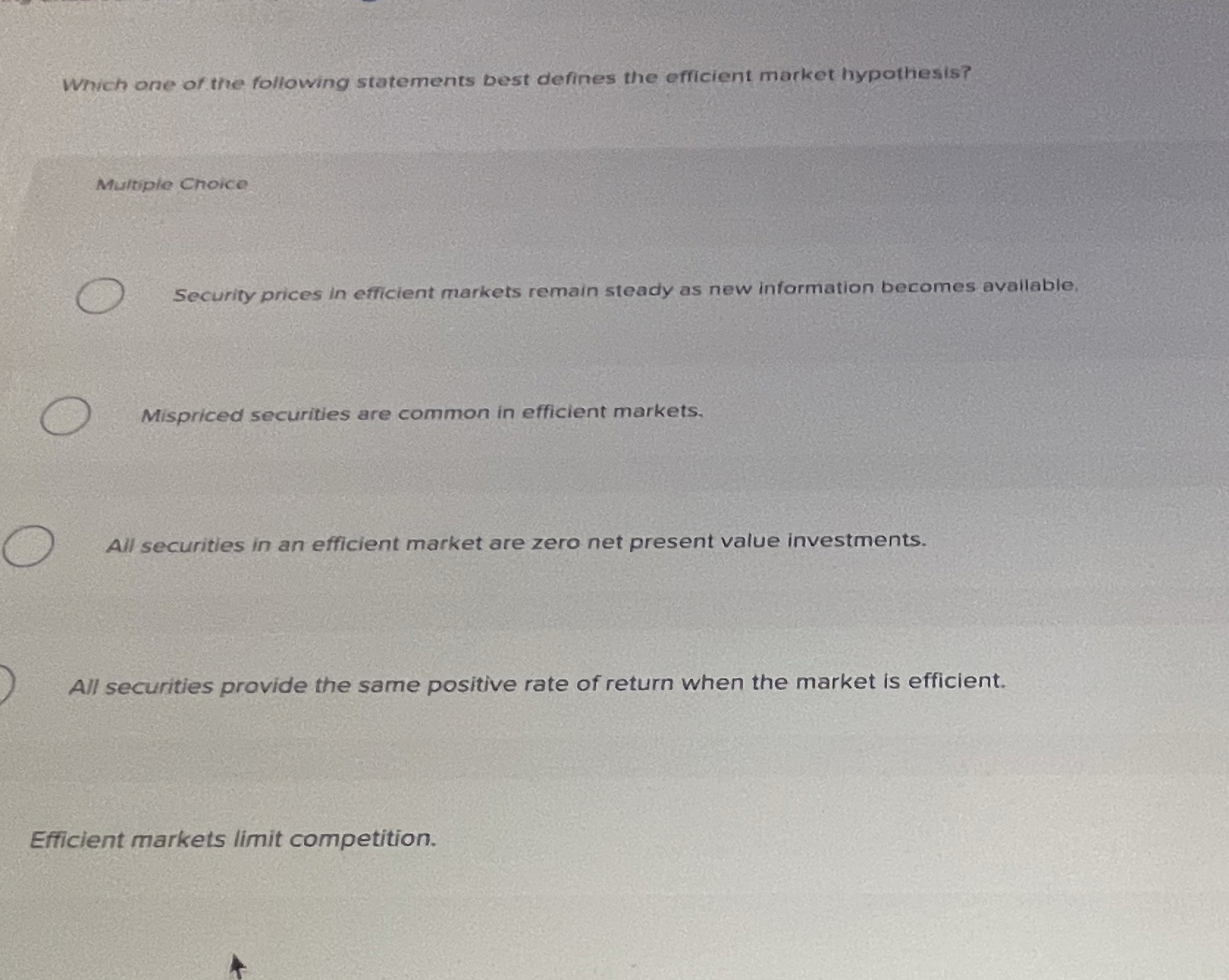 Which one of the following statements best defines | Chegg.com