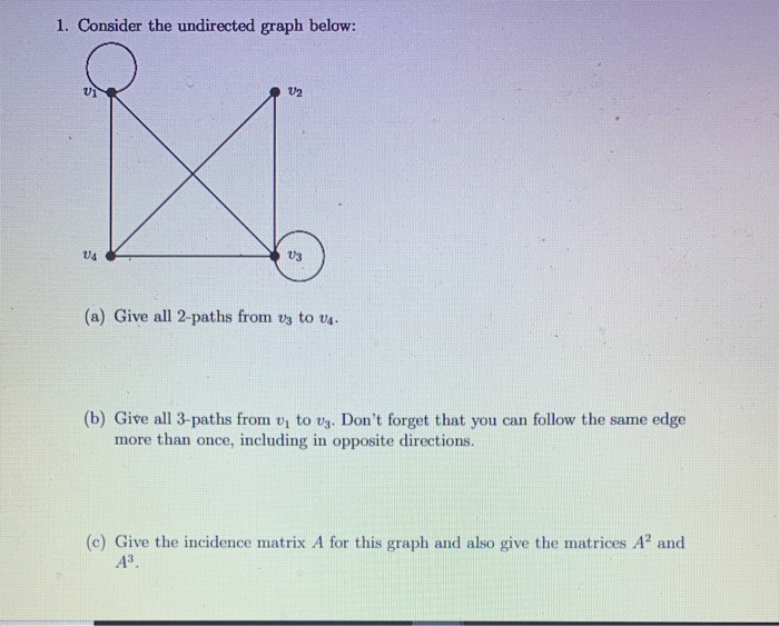 Solved 1. Consider the undirected graph below: וע U2 14 U3 | Chegg.com