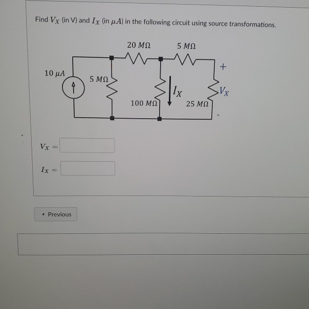 Solved Find Vx (in V) and Ix (in A) in the following circuit | Chegg.com