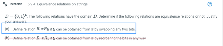 Solved EXERCISE6.9.4: Equivalence relations on | Chegg.com