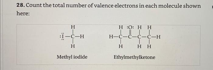 Solved 28. Count the total number of valence electrons in | Chegg.com
