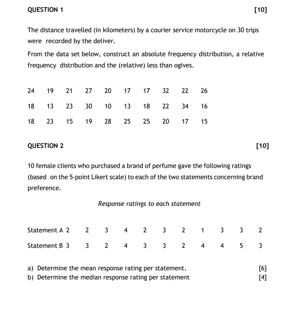 Solved QUESTION 1 [10] The distance travelled (in | Chegg.com