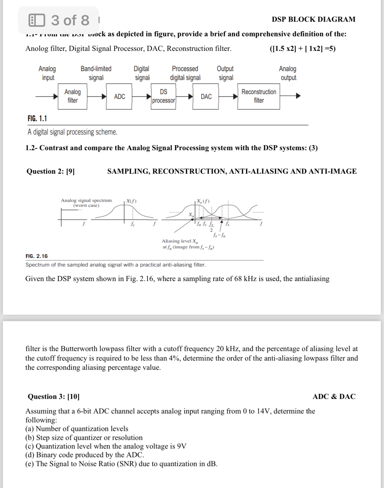 3 ﻿of 8 ।DSP BLOCK DIAGRAMAnolog filter, Digital | Chegg.com