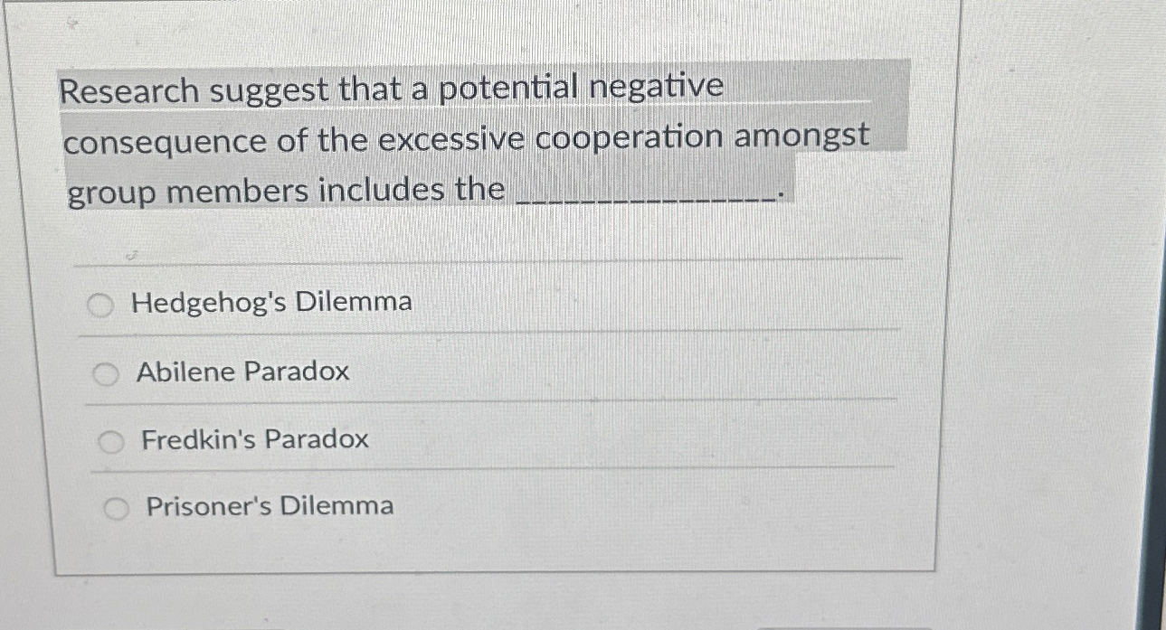 Solved Research suggest that a potential negative | Chegg.com