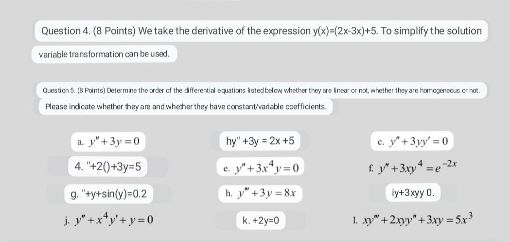 Solved Question 4. (8 Points) We take the derivative of the | Chegg.com