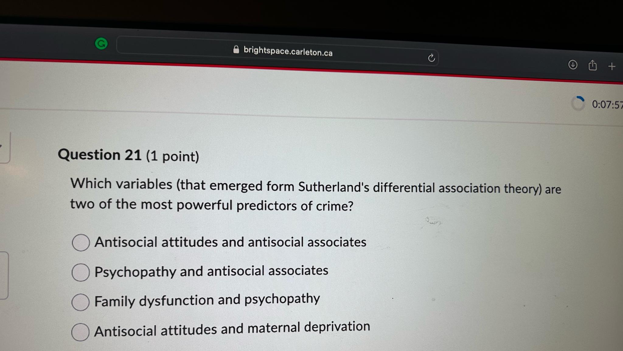 Solved brightspace.carleton.caQuestion 21 (1 ﻿point)Which | Chegg.com