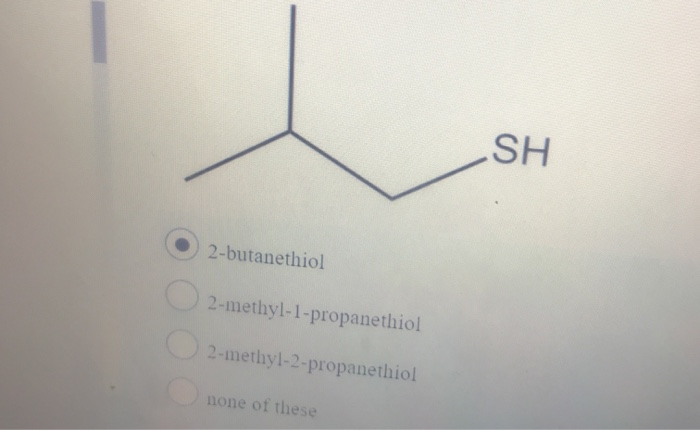 Solved SH 2-butanethiol 2-methyl-1-propanethiol | Chegg.com