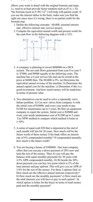Solved (Show your work in detail with the original formula | Chegg.com