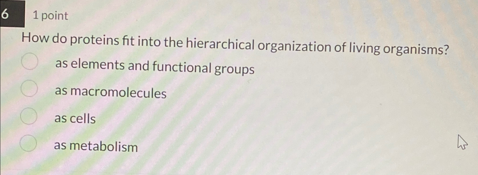 Solved 61 ﻿pointHow do proteins fit into the hierarchical | Chegg.com