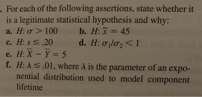 Solved For each of the following assertions, state whether | Chegg.com