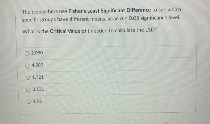 Solved Check ALL the correct answers. The researchers used | Chegg.com