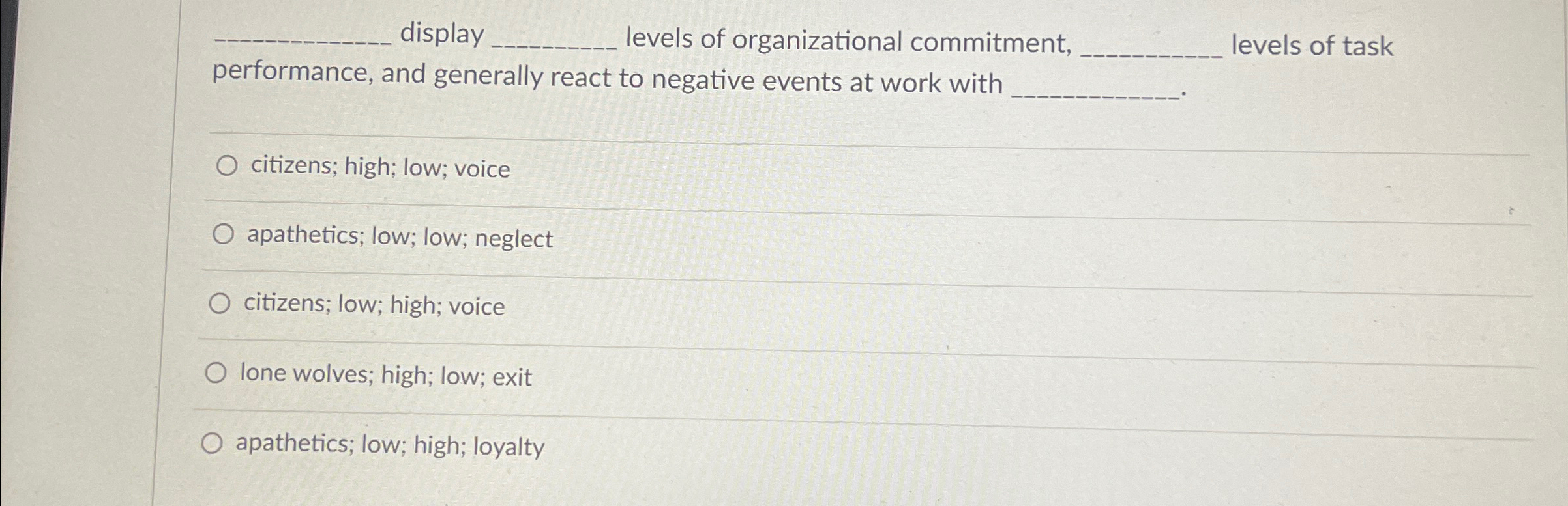 Solved q, ﻿display ﻿levels of organizational commitment, | Chegg.com