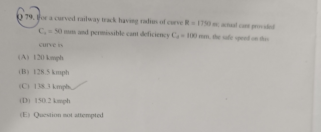 For a curved railway track having radius of curve | Chegg.com